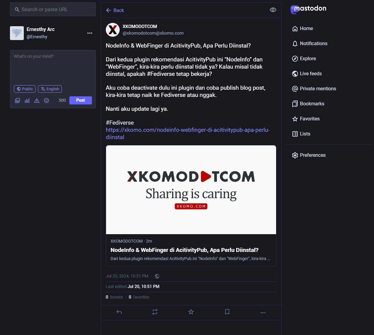 NodeInfo dan WebFinger Tidak Perlu Diinstal di Website WordPress dengan AcitivityPub Plugin ...